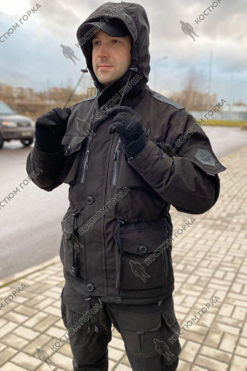 Костюм горка 8 Премиум Финляндия Черный на Флисе купить